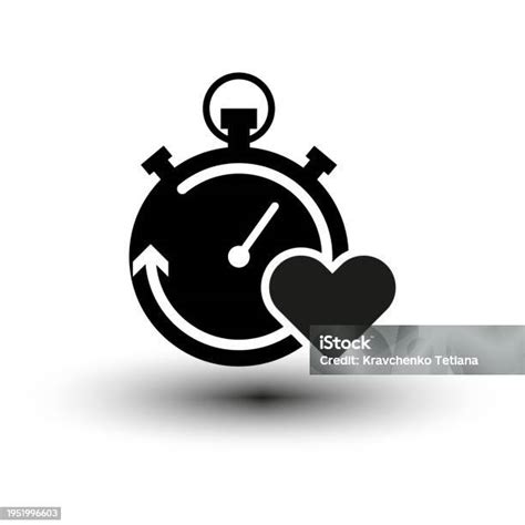 스톱워치와 하트 아이콘 벡터 일러스트 레이 션입니다 주당순이익 10 계시기에 대한 스톡 벡터 아트 및 기타 이미지 계시기 고정됨 누름 버튼 Istock
