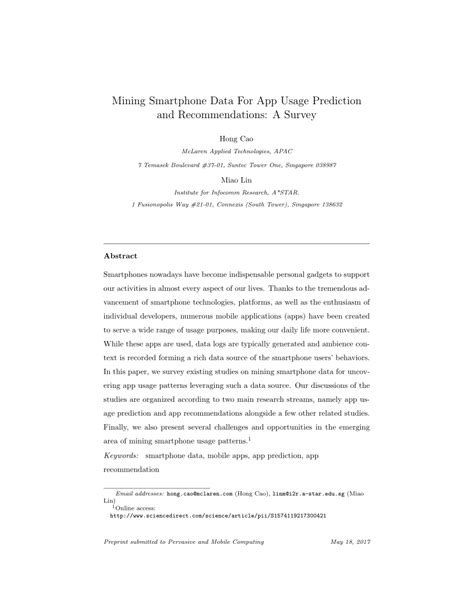 Pdf Mining Smartphone Data For App Usage Prediction And Recommendations A Survey
