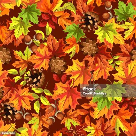다채로운 단풍이있는 가을 이음새가 없는 패턴 벡터 일러스트 레이 션 0명에 대한 스톡 벡터 아트 및 기타 이미지 0명 10