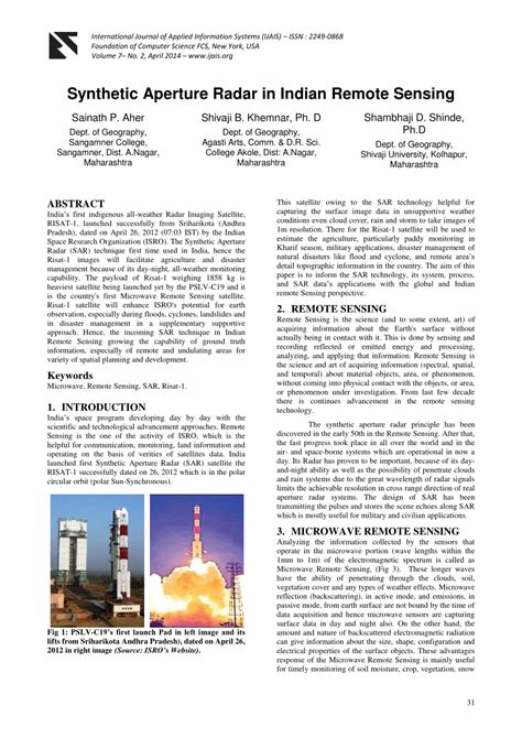 Pdf Synthetic Aperture Radar In Indian Remote Sensing