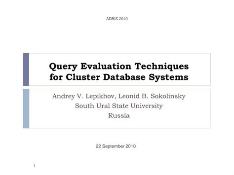 Ppt Enhancing Query Execution In Cluster Databases Powerpoint