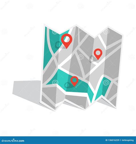 Map With The Red Pointer On It Stock Vector Illustration Of Arrow Circle