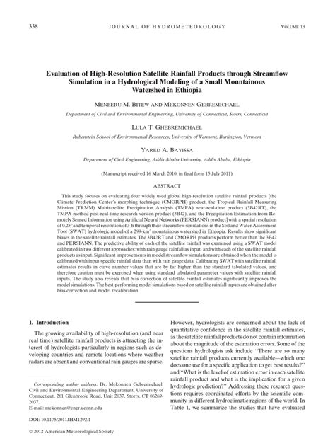 Pdf Evaluation Of High Resolution Satellite Rainfall Products Through