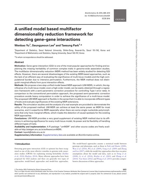 Pdf A Unified Model Based Multifactor Dimensionality Reduction Framework For Detecting Gene