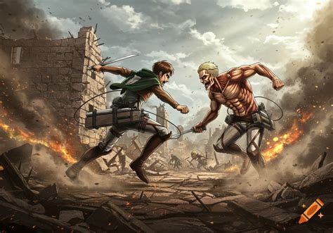 Anime Style Illustration Of Eren And Reiner From Attack On Titan