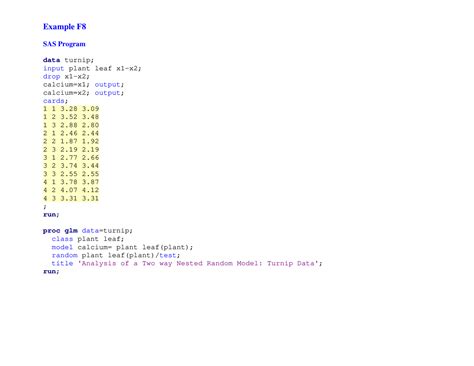 Analysis Of A Two Way Nested Random Model Turnip Data Stat 479 Docsity