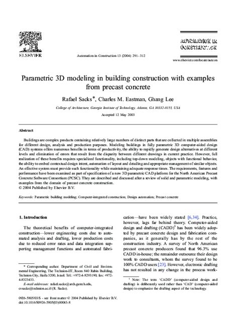 pdf parametric 3d modeling in building construction with examples
