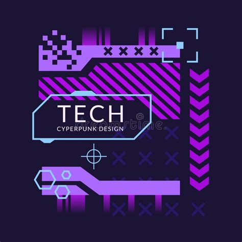 Glitch Tech Banner Futuristic Cybernetic Circuit Board Concept Featuring A Purple Palette Stock