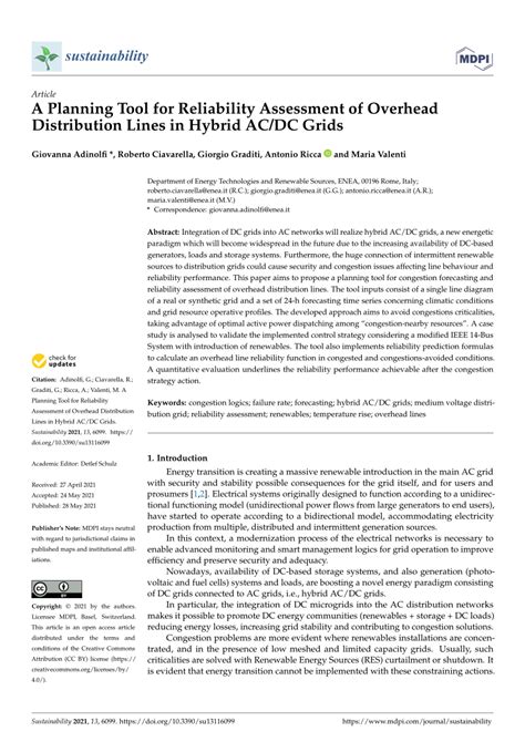 Pdf A Planning Tool For Reliability Assessment Of Overhead Distribution Lines In Hybrid Acdc