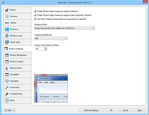 Window Snapping Features DisplayFusion Binary Fortress Software