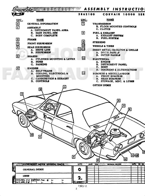 1965 Chevy Corvair And Monza Assembly Manual Reprint