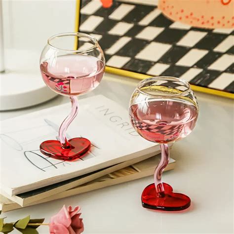 Red Heart Wine Glasses
