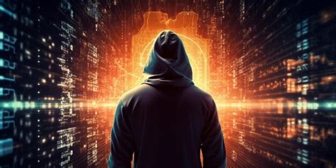 Premium Photo Hacker In The Black Hood In The Server Room