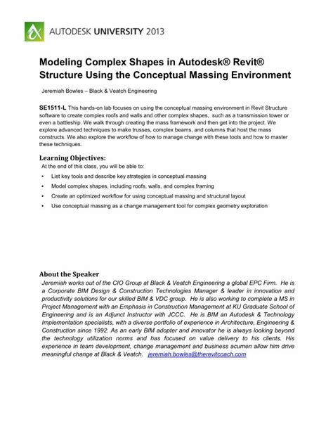 pdf modeling complex shapes in autodesk® revit® structure help