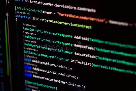 information technology concept coding programmer language script text on screen monitor display