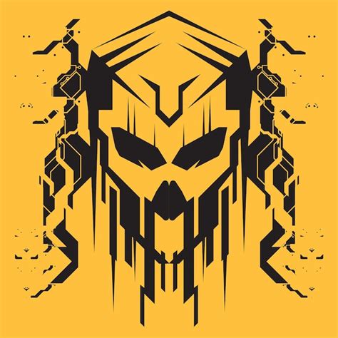 사이버 크 로 악마 유령 마스크 템플릿 2d 일러스트레이션 렌더링 터 프리미엄 벡터