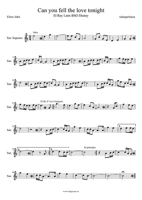 Tubescore Can You Feel The Love Tonight By Elton John Sheet Music For