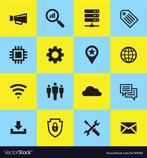 Computer Network Icon Set Internet Concept Sign Vector Image