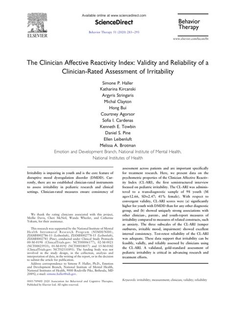 Affective Reactivity Index Pdf Mental Disorder Attention Deficit Hyperactivity Disorder