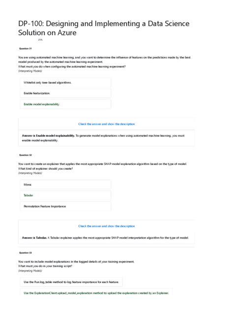 Dp 100 Designing And Implementing A Data Science Solution On Azure Exam