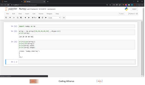 1 Program To Create Numpy And Display Type Length Dimensional And Shape In Python ~ Coding Atharva