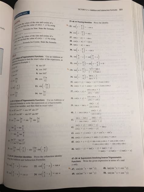 Solved SECTION 7 2 Addision And Suberaction Formulas 551 Chegg Com