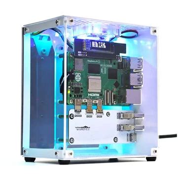 Yahboom Raspberry Pi 5 Case Protective Kit With Cooling Fan Chassis Rgb Color Light 0 96 Screen