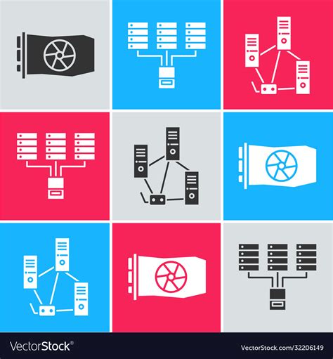 Set Video Graphic Card Server Data Web Hosting Vector Image