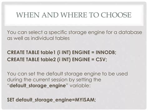 learn database design with mysql chapter 3 my sql storage engines ppt