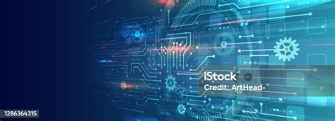 관점 넓은 하이테크 기술 배경 질감 추상 3d 회로 기판 벡터 그림입니다 벡터 전자 통신 미래 웹 배너 반도체에 대한 스톡 벡터 아트 및 기타 이미지 Istock