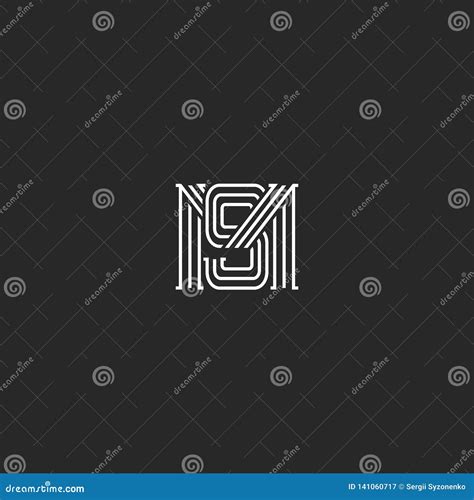 Monogram Ms Letters Logo Overlapping Lines Simple Hipster Typography