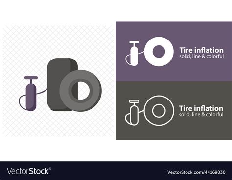 Inflate Tire Isolated Flat Tire Line Icon Vector Image