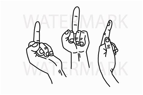 Middle Finger In Three Viewpoint  Png Svg Hand Drawing Image Digital Files Instant