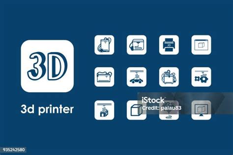 세트마다 3 D 프린터 간단한 아이콘 3차원 형태에 대한 스톡 벡터 아트 및 기타 이미지 3차원 형태 공학 기계 부분 Istock