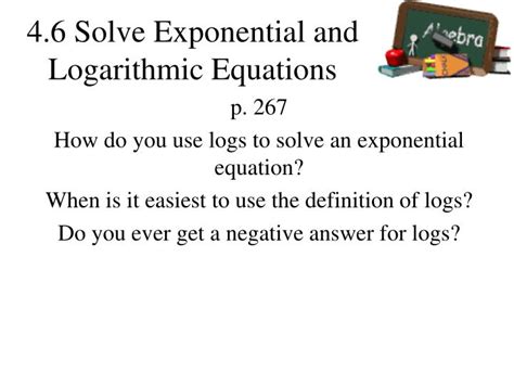 Ppt 4 6 Solve Exponential And Logarithmic Equations Powerpoint