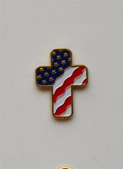 Us Flag Cross Lapel Pin Etsy
