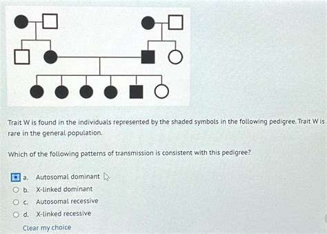 Solved Trait W Is Found In The Individuals Represented By