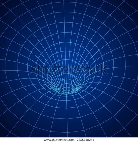 Wormhole Tunnel Mesh Objects Network Wireframe Stock Vector Royalty