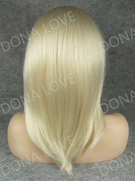 Light Blonde Shoulder Length Straight Synthetic Lace Front Wig Sny041
