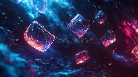 Glowing Glass Cubes Suspended In A Dark Abstract Space Stock Illustration Illustration Of