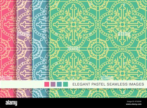 Seamless Pastel Background Set Round Curve Polygon Cross Stock Vector