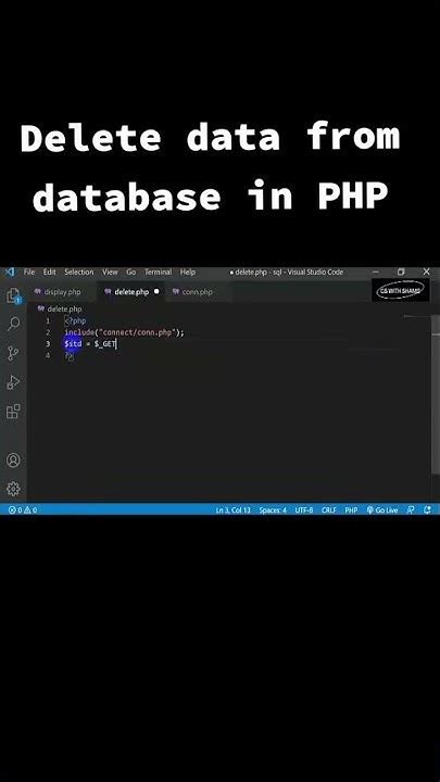 Delete Data From Database In Php Youtube