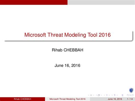 Microsoft Threat Modeling Tool 2016