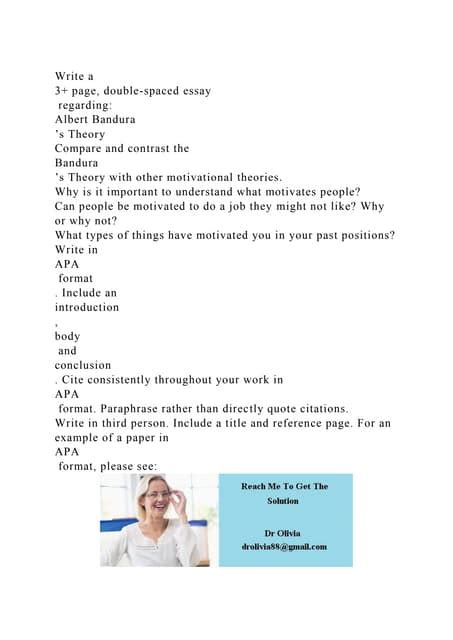 Write A 3 Page Double Spaced Essay Regarding Albert Bandura Docx