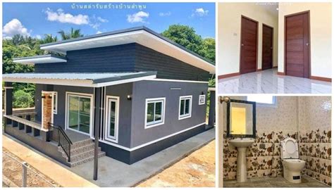 แบบบ้านโมเดิร์น 3 ห้องนอน 2 ห้องน้ำ โทนสีเทาเข้ม Baanaz