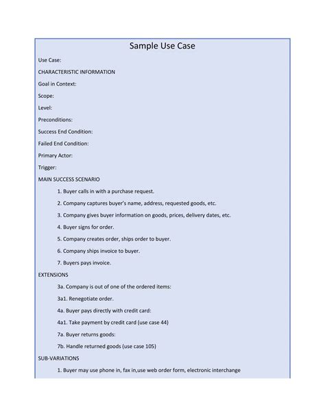Free Printable Use Case Templates [word Excel Pdf]