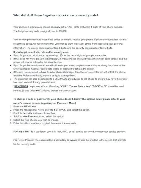 Motorola Security Code Pdf
