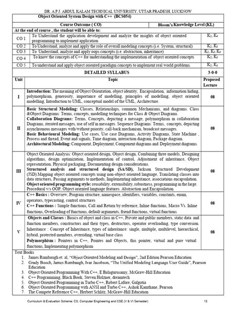 Oosd Bcs 054 Syllabus Pdf