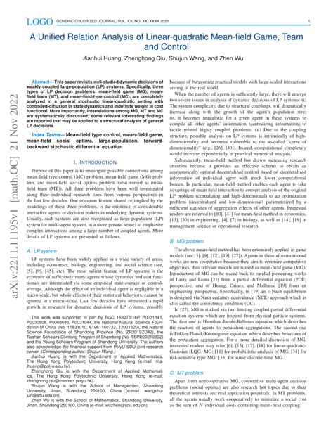 Pdf A Unified Relation Analysis Of Linear Quadratic Mean Field Game Team And Control