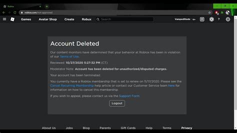 My Account Got Terminated Roblox Youtube